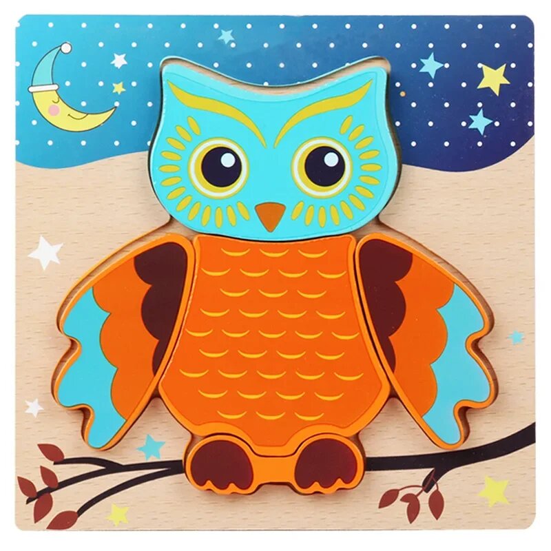 Деревянный пазл-вкладыш "Сова" для детей, цвет Owl Puzzle