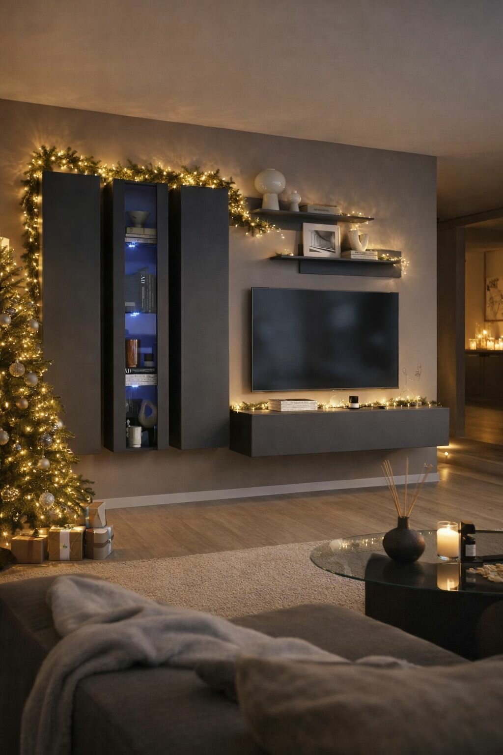 Стенка в гостиную №65 Поинт Черный глянец