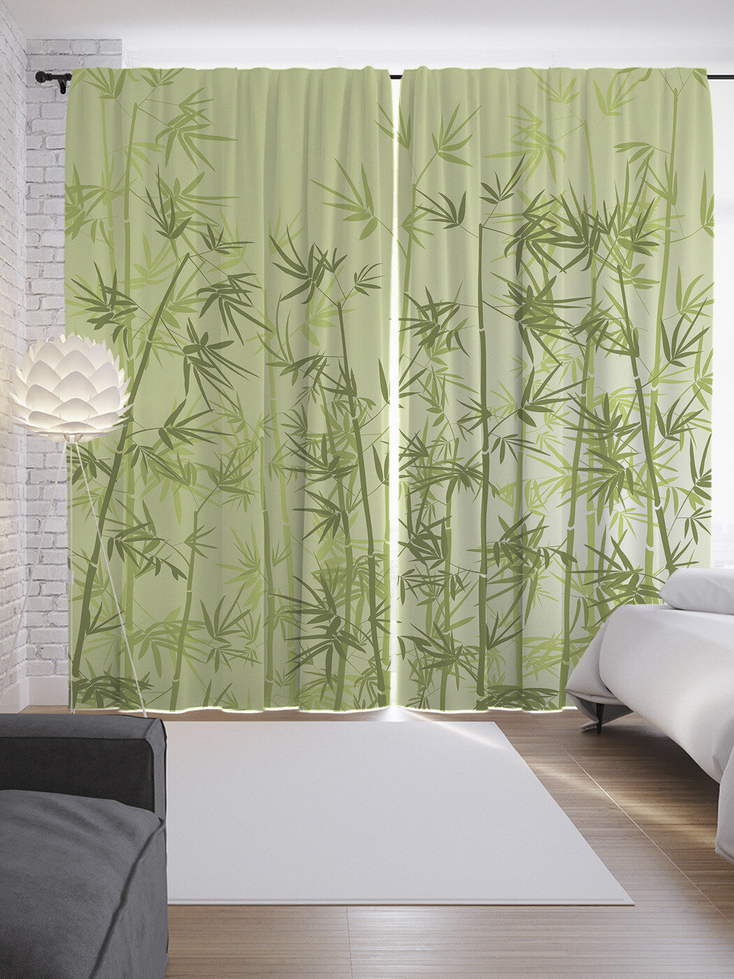 Фотошторы в спальню "Бамбуковая роща", 2 полотна шириной по 145 см, высота 265 см, JoyArty