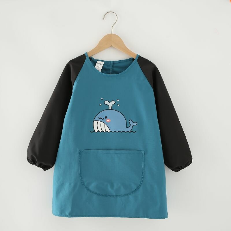 Детский халат для рисования, фартук с длинным рукавом, средний и большой размер, водонепроницаемый, с обратным застегиванием на липучке, для детского сада, с возможностью нанесения логотипа