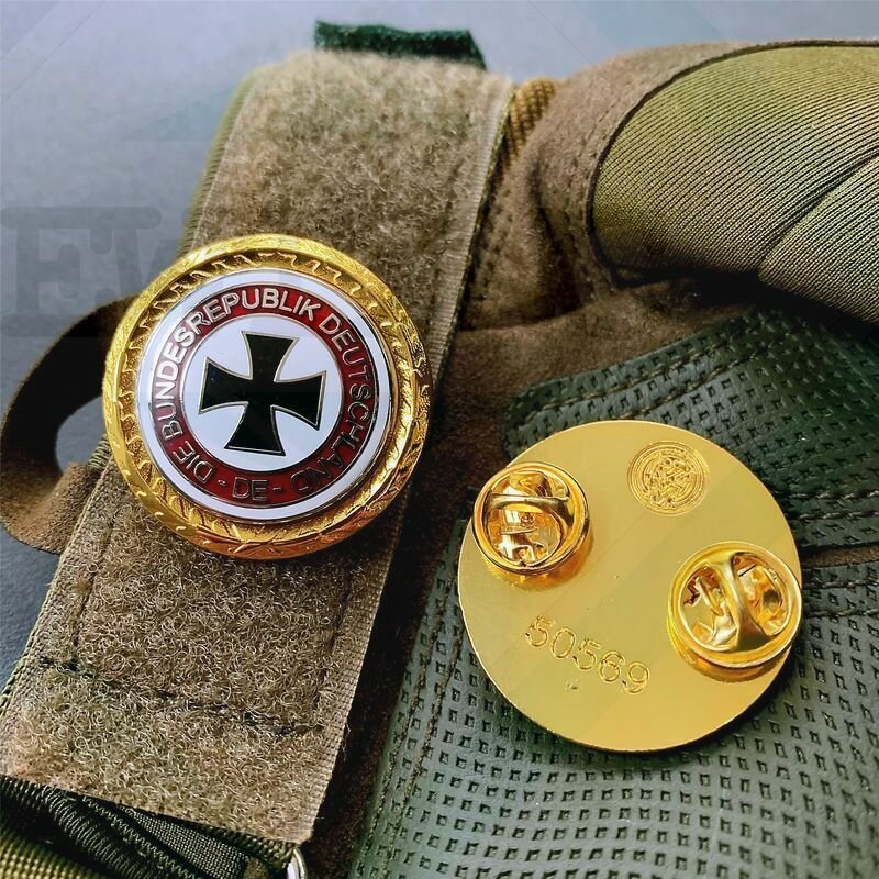 Металлический значок в стиле "Германия", круглый, ретро-дизайн, золотой/серебряный цвет, декоративный аксессуар