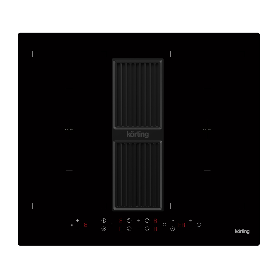 Индукционная варочная панель с интегрированной вытяжкой Korting HIBH 68980 NB, 4 конфорки, стеклокерамика, черный