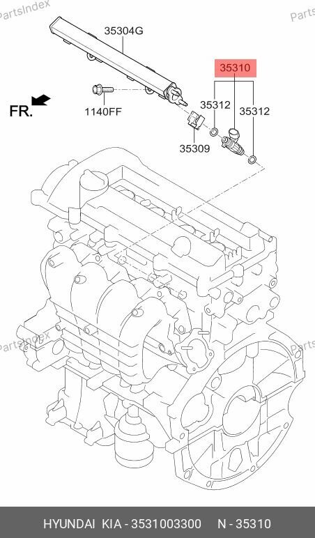 Форсунка топливная бензиновая, HYUNDAI/KIA/MOBIS 3531003300