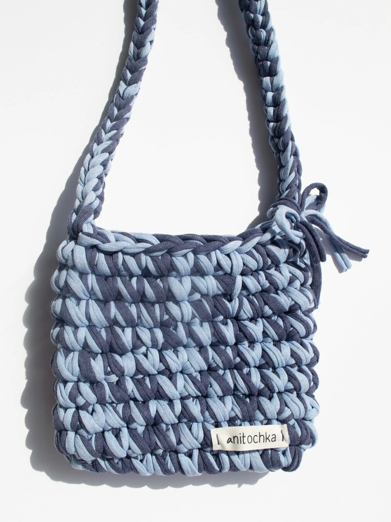 Сумка кросс-боди  anitochka.shop, синий и голубой меланж, 17x14x16 см