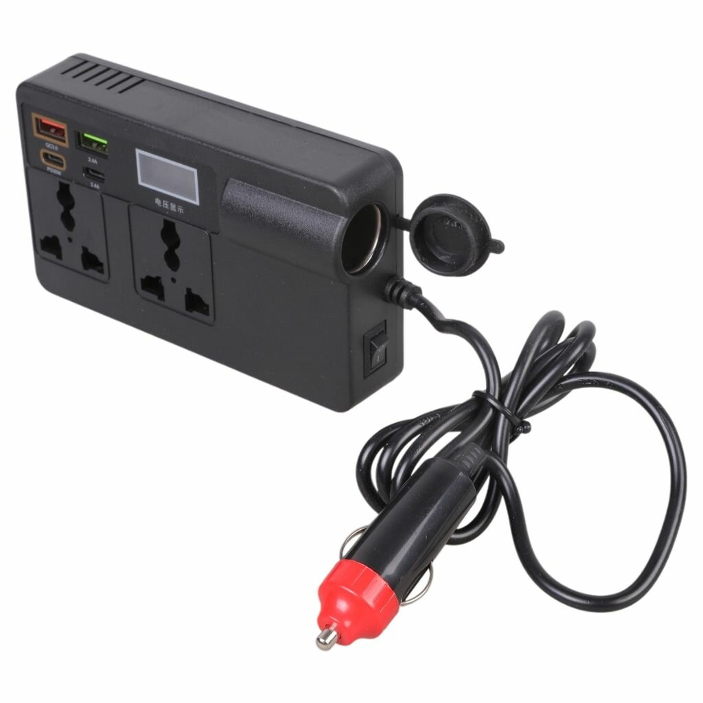 Автомобильный инвертор с многофункциональной розеткой от 12В24В до 220В-дисплей напряжения