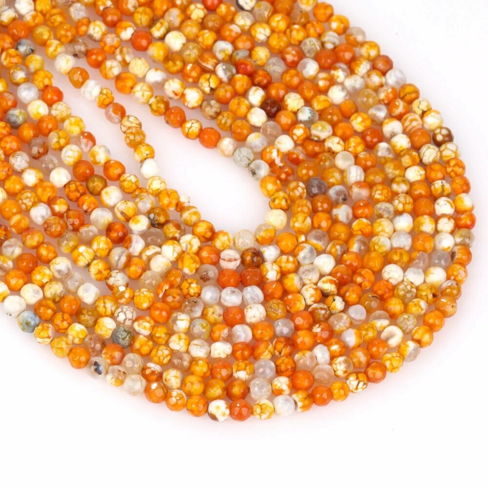 Круглые бусины из огненного агата IYKWIM 4 мм Yellow
