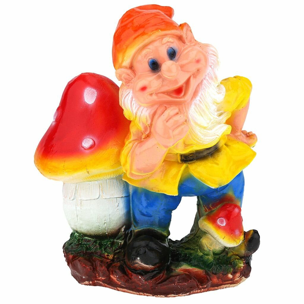 Скульптура-фигура для сада КНР гипсовая "Гном стоя" 17х18 см