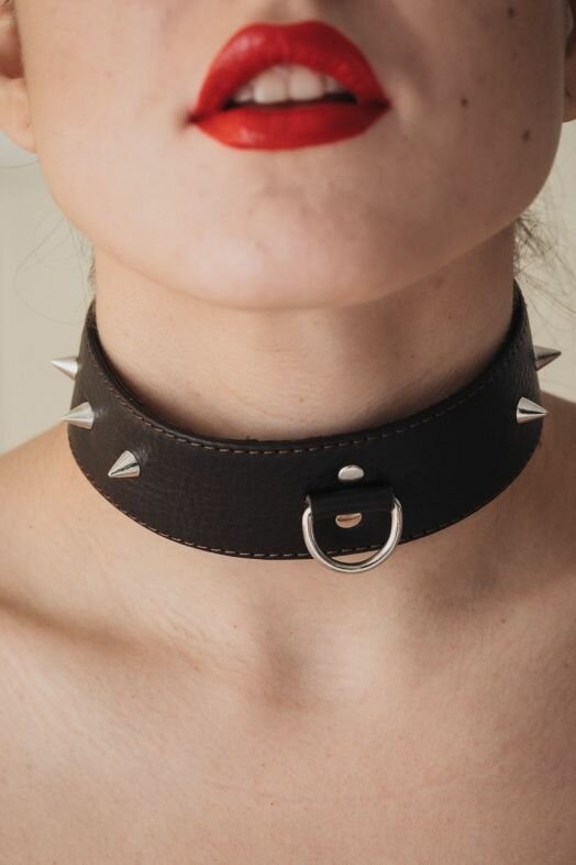 Ошейник коричневый кожа