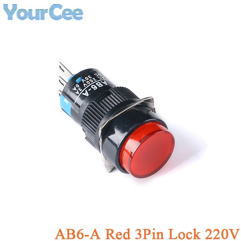 Кнопочный переключатель Your Cee Red 3Pin Lock 220V