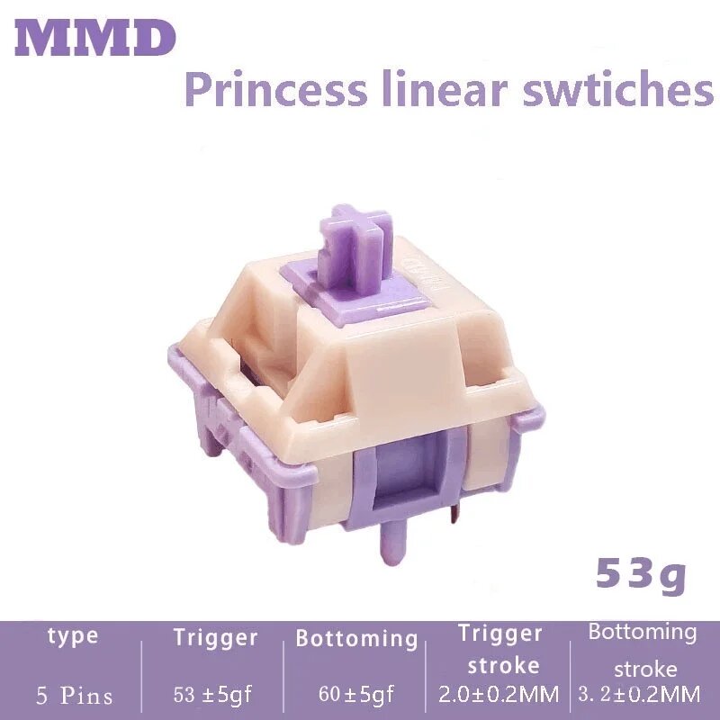 AULA MMD Princess V2 V3 линейная механическая клавиатура 61 клавиш 40 PCS, Linear 53g V2