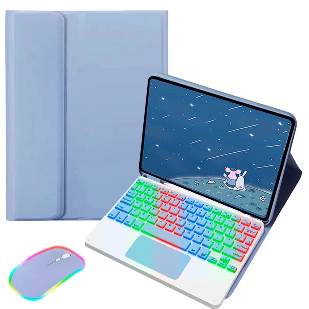 Кожаный чехол с Bluetooth-клавиатурой qukam для Samsung Galaxy Tab A9 Plus Spanish keyboard, Set 5