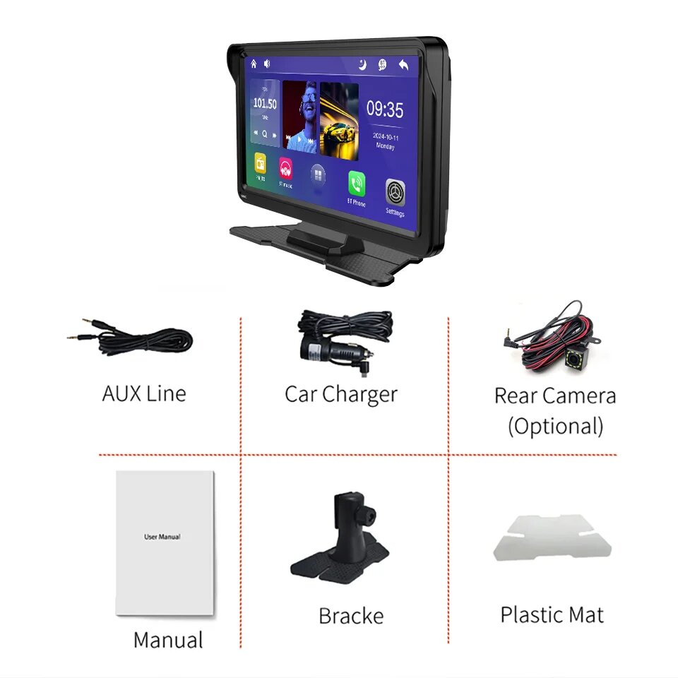 XUDA Универсальный 10,26-дюймовый автомобильный радиоприемник, мультимедийный Wi-Fi 7.0inch