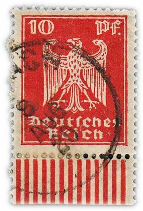 Германия, Веймарская республика, марка 10 пфеннигов 1922 авиапочта