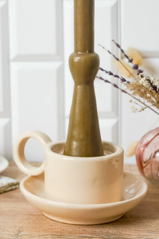 Подсвечник аржиль, керамика, кремовый, 18х16х8 см, Edelman 1146480-3