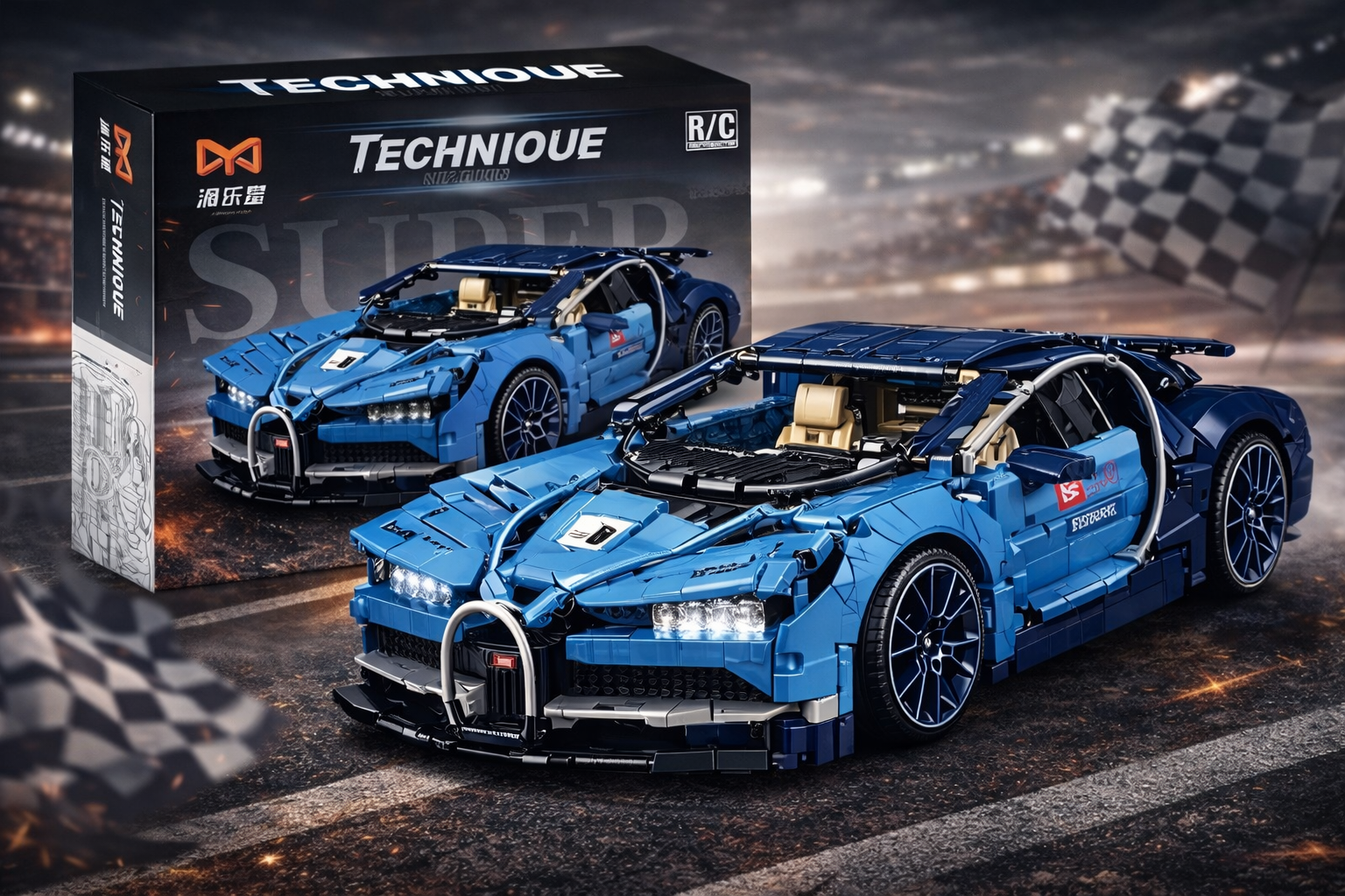 Конструктор Technic "Bugatti Chiron", синий, 2054 детали, для взрослых и детей
