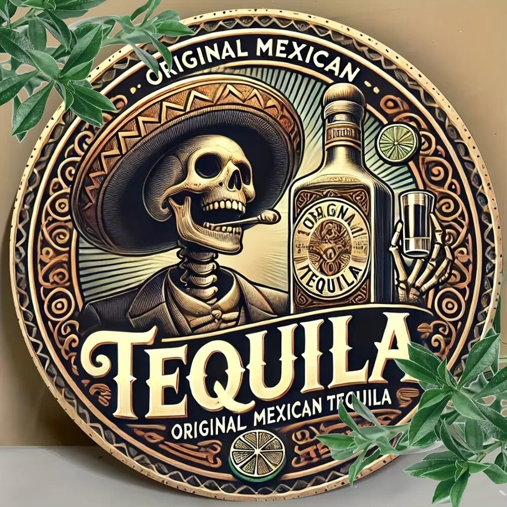 Табличка на стену "Tequila" с черепом, 30 см, TYA14526