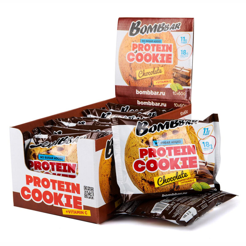 Печенье Bombbar протеиновое с коллагеном Шоколад, 60 г