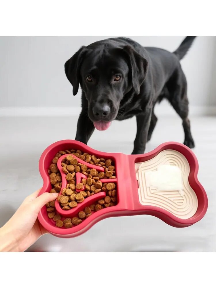 Медленная кормушка-лизунец 2-в-1, антискользящее дно, пищевой пластик и силикон