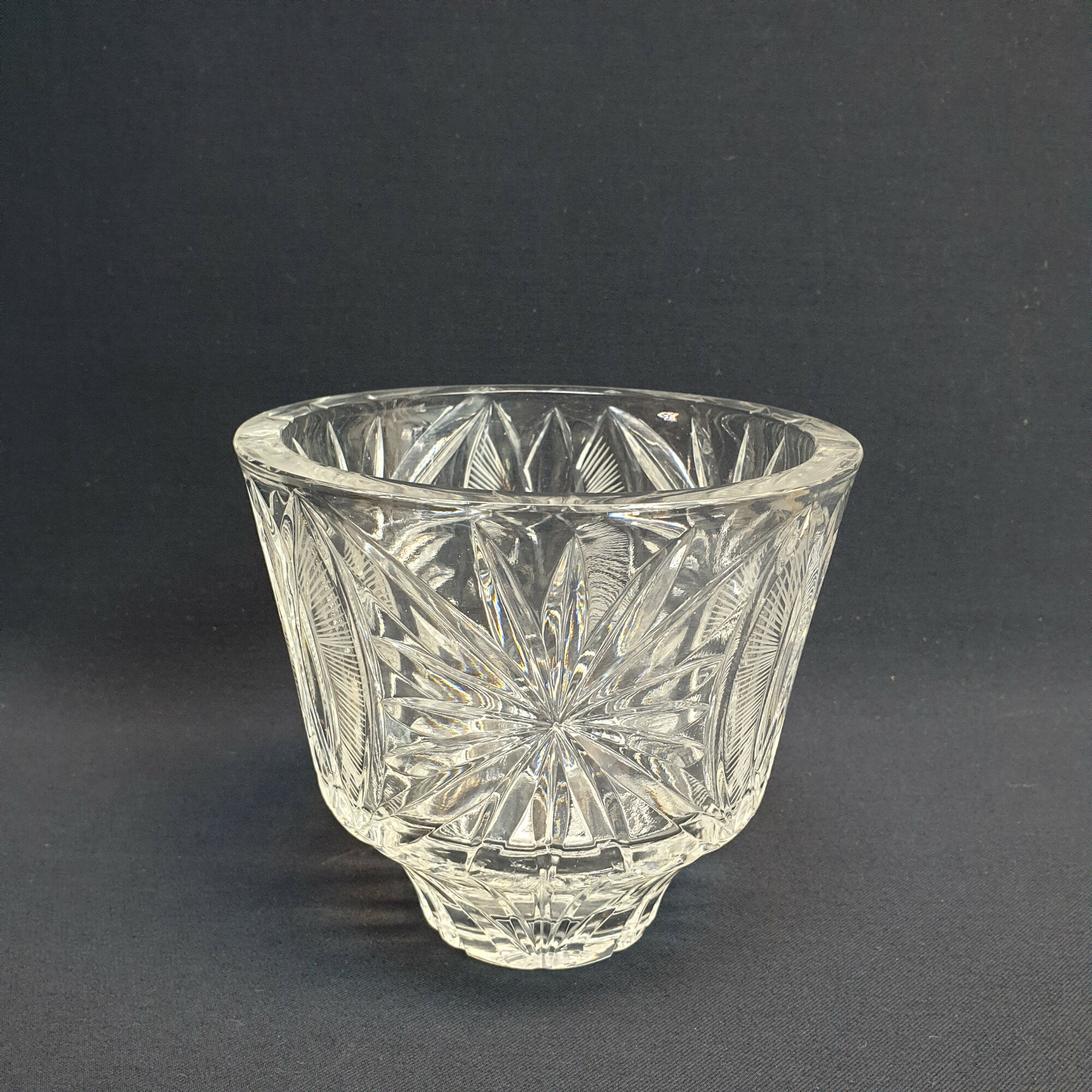 Салатник 700 мл, хрусталь, ручная резка, высота 11 см. Винтаж СССР