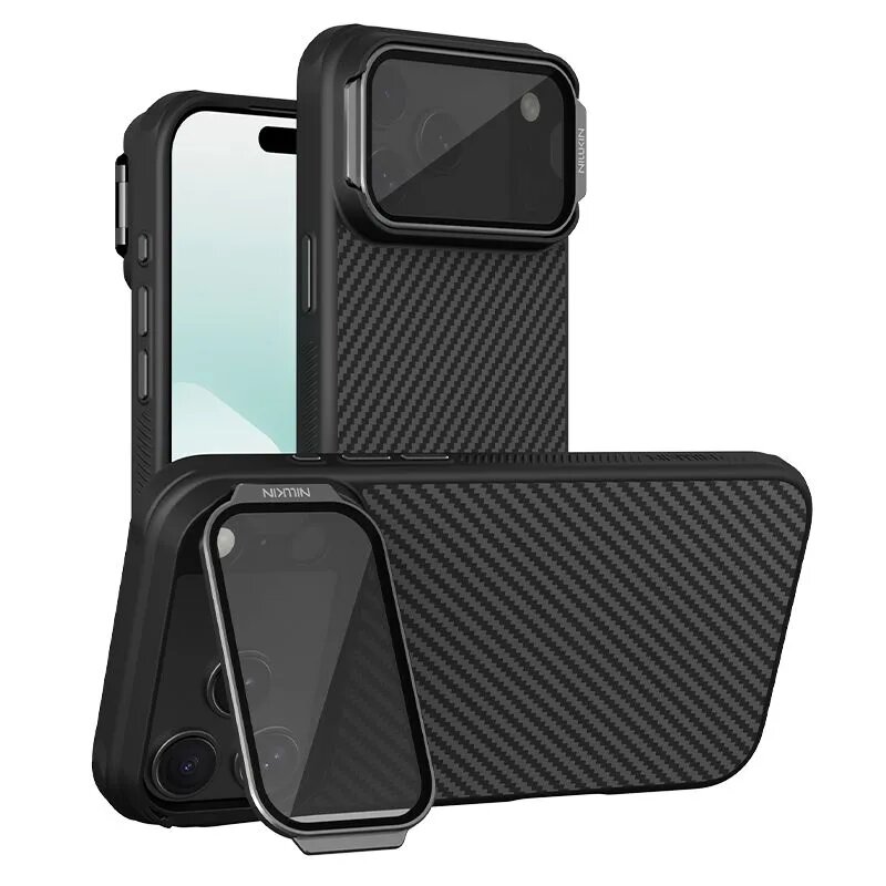 Nillkin Aramid Fiber Чехол для iPhone 17 Pro Max Магнитная оболочка с держателем объектива