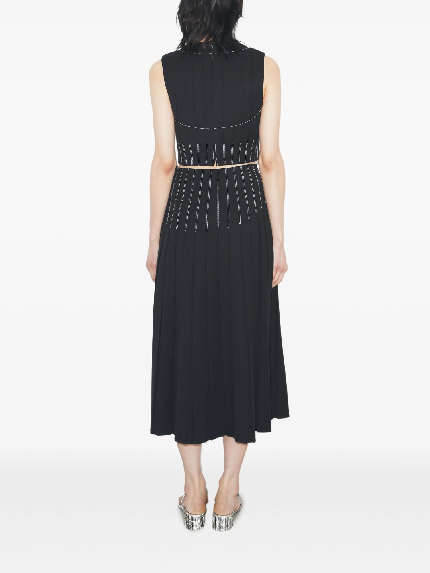 Юбка Tory Burch Wool twill pleated skirt, размер 2, черный — фото 1