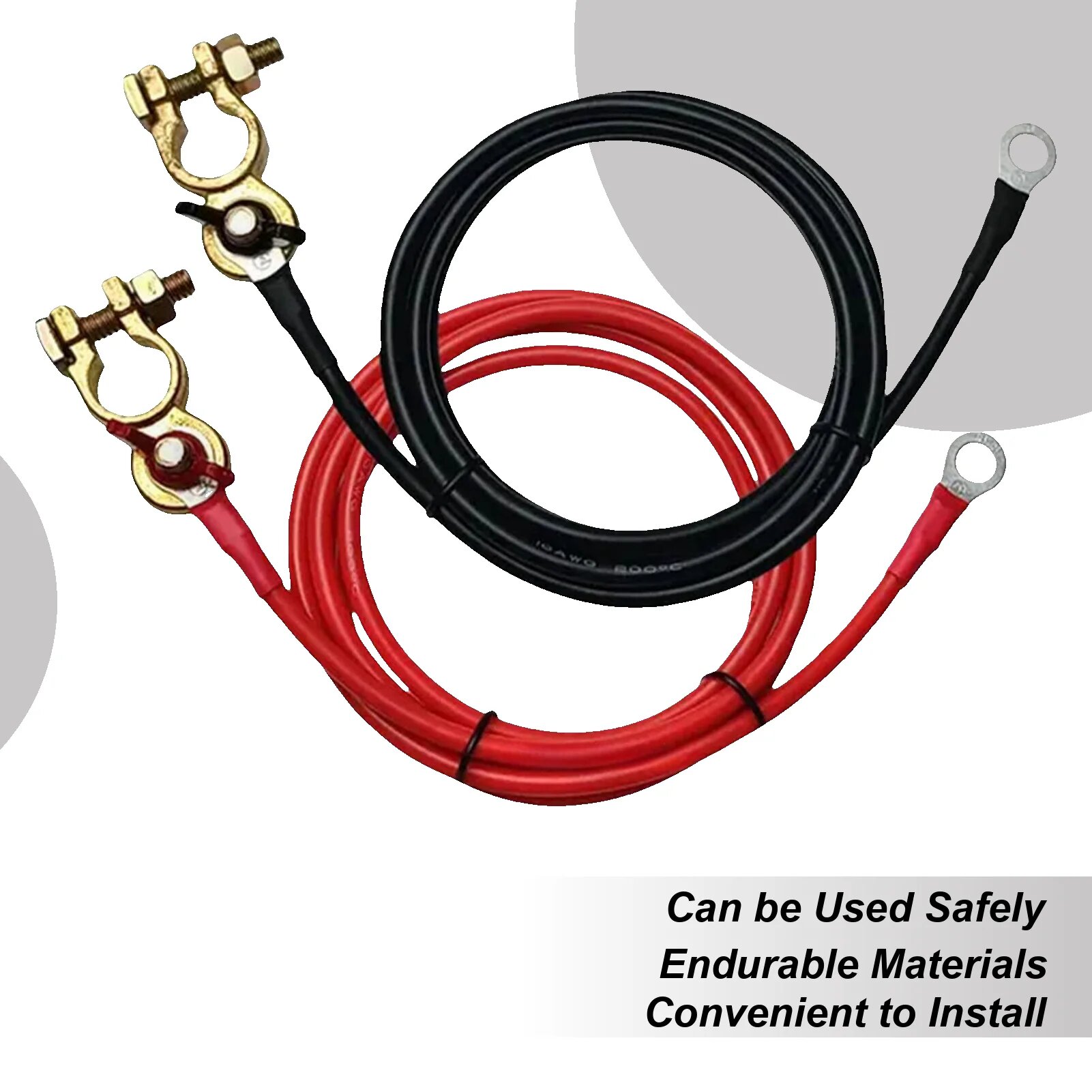 2 шт, удлинительный кабель для автомобильного аккумулятора, 50 см, сверхмощный гибкий инверторный провод, медный терминал, удлинитель кабеля аккумулятора для подключения