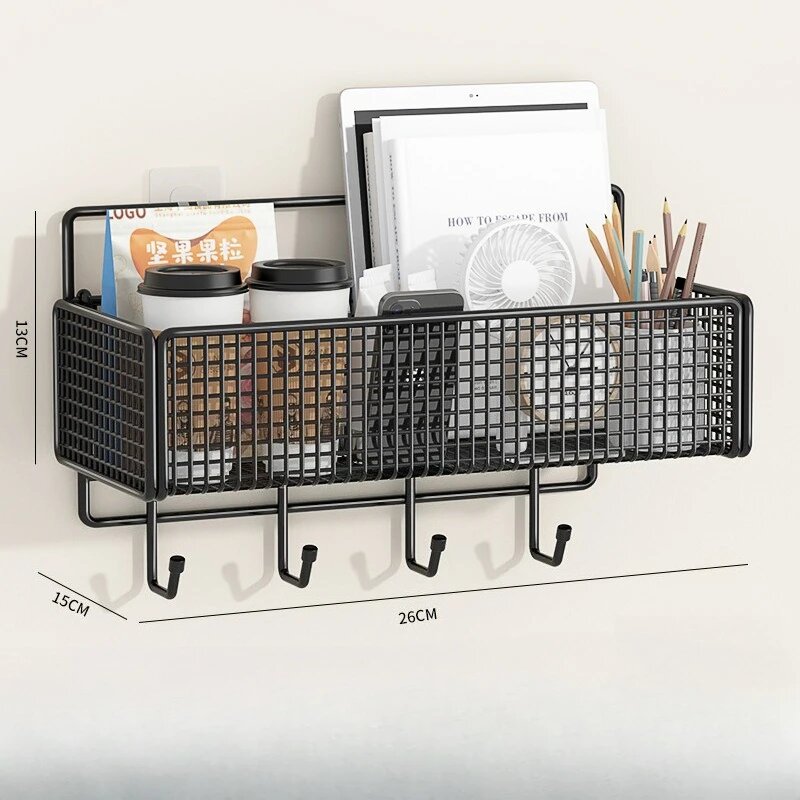Настенная полка без дрели, прикроватная корзина для хранения для комнаты в общежитии, верхний двухъярусный настенный органайзер, предметы первой необходимости для студенческого общежития
