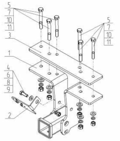 Фаркоп на Nissan Pathfinder R51 2004-2014. Необходима подрезка бампера. Тип шара: E. Нагрузки: 2000/100 кг, NS 21B