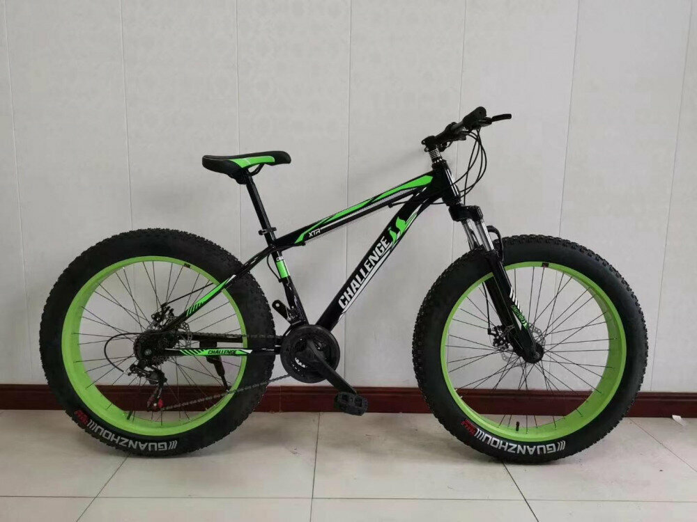 Велосипед фэтбайк Challenge XTR FAT Bike 26 Чёрный/зеленый под рост 160-180 см