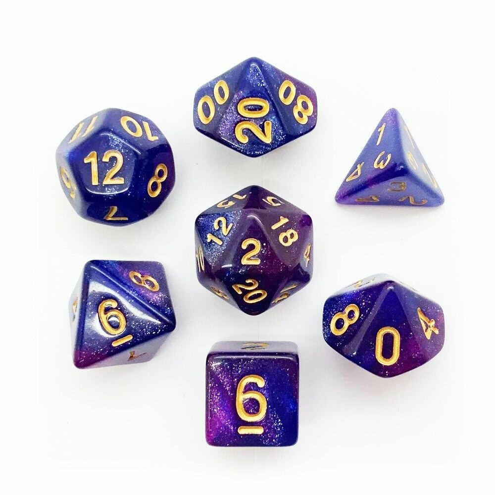 Набор Кубиков ДнД/DnD (7 шт) / Перламутровый сине-фиолетовый