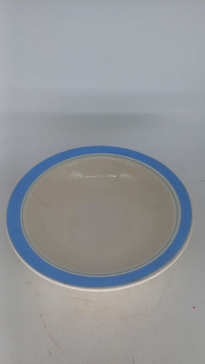 Винтажная советская тарелка с голубой широкой каймой, ЗиК, СССР