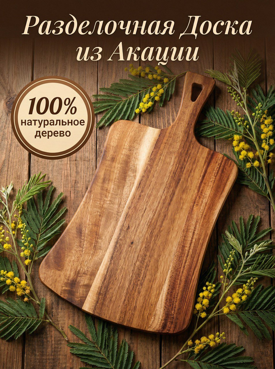 Доска разделочная из натуральной акации 36х22 см