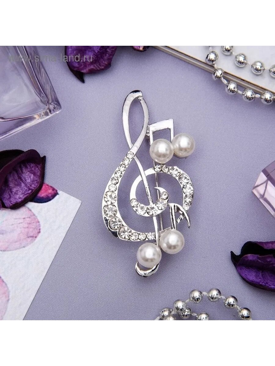 Брошь, пластик, стразы