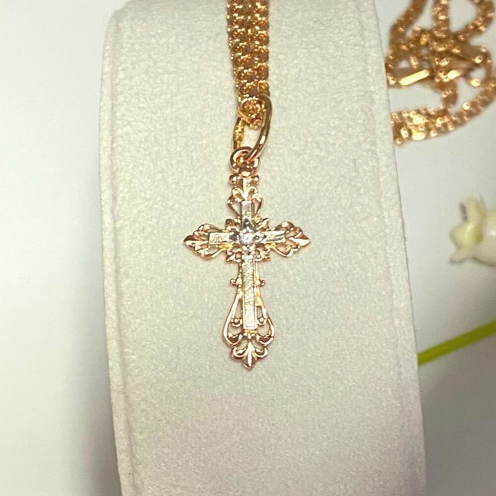 Крестик, красное золото, 585 проба