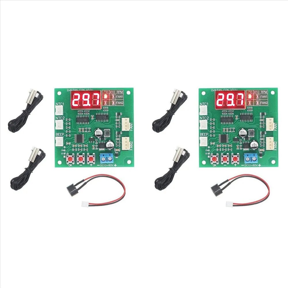 2x 2-Канальный 4-Проводной DC 12 В 24 48 ШИМ-Контроллер Скорости Вращения Вентилятора Двигателя