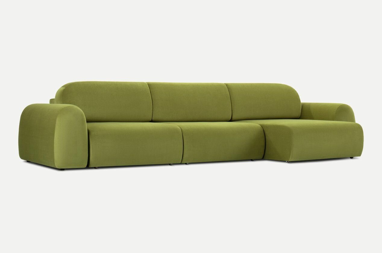 Диван угловой раскладной Divan.ru Лилт-2 Бархат Оливковый, 370х170х86 см, спальное место 300х160 см