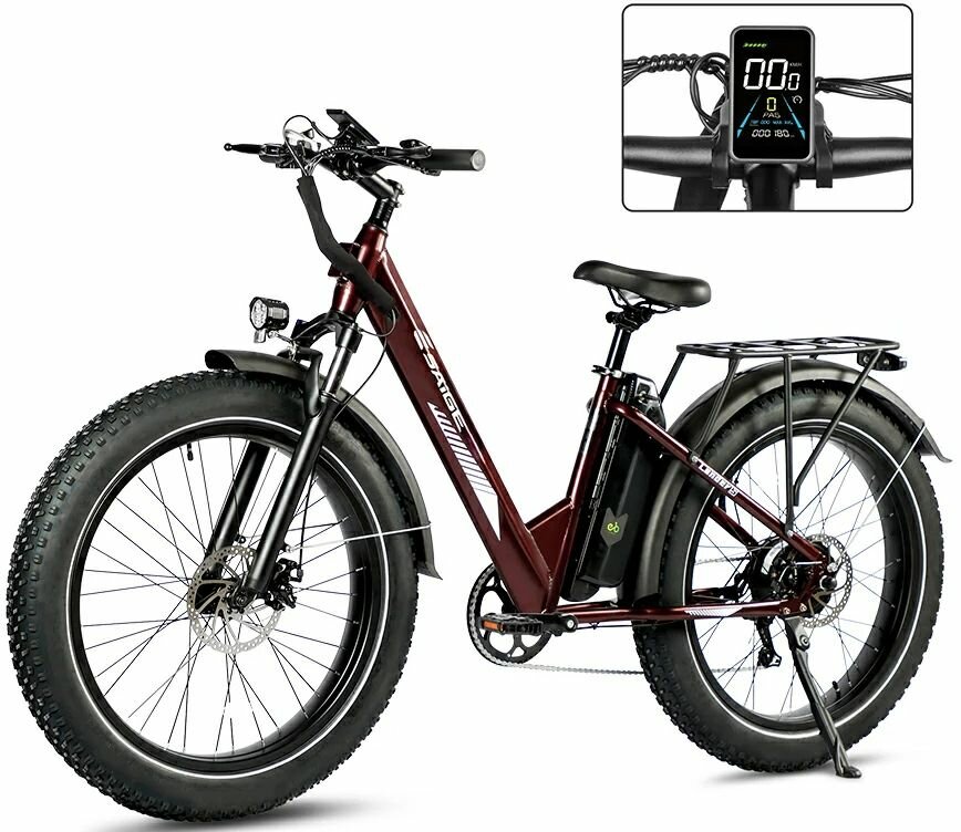 Электровелосипед SAIGE LANDER S (48V/13Ah) - Бордовый, низкая рама