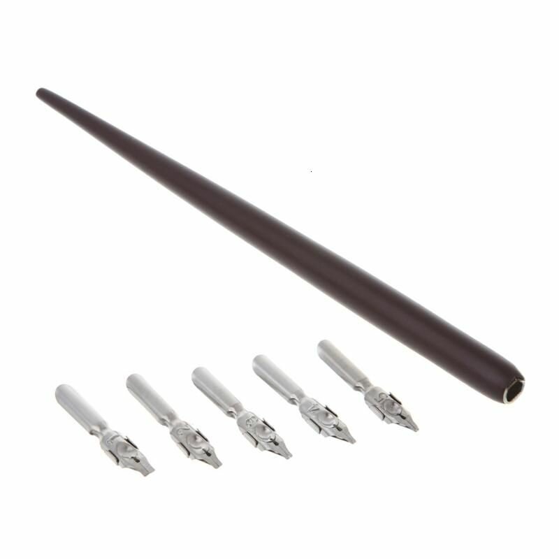 Деревянный держатель для перьевого пера с 5 наконечниками