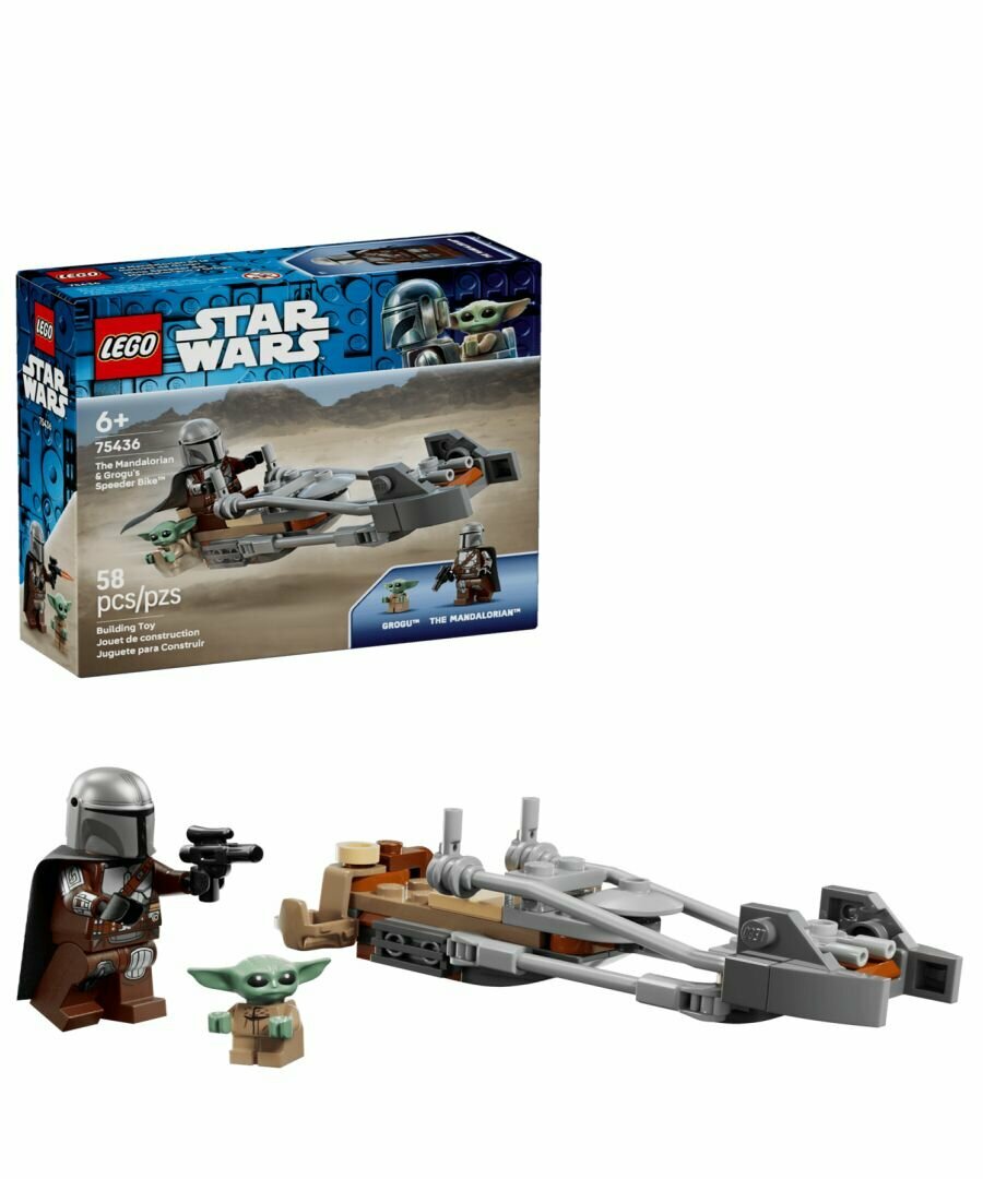 75436 Пластиковый Конструктор Lego Star Wars 75436 Mandalorian and Grogus Speeder Bike Спидербайк мандалорца и Грогу