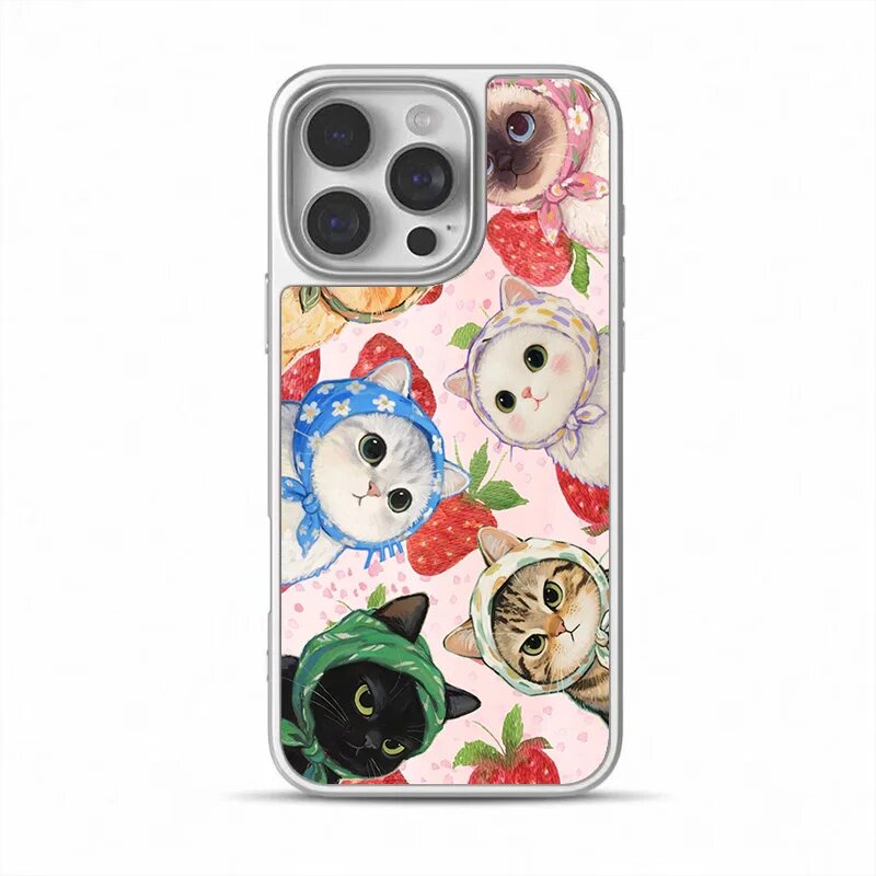 Чехол для Samsung Galaxy S25 с котами и клубникой