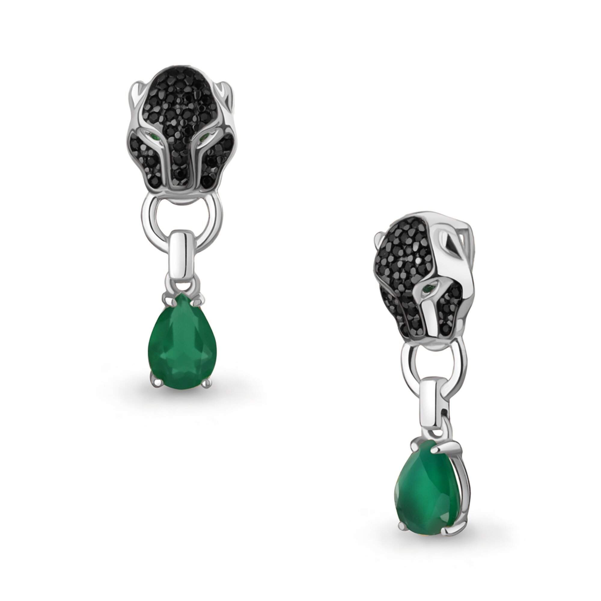 Подвеска, серебро, 925 проба, родирование, кристалл, изумруд синтетический, агат