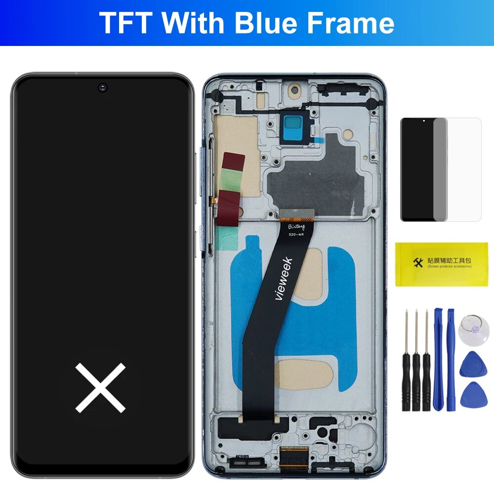 Дисплейный модуль Super AMOLED для Samsung Galaxy S20 (G980F, G980F/DS, G981F, TFT Blue Frame