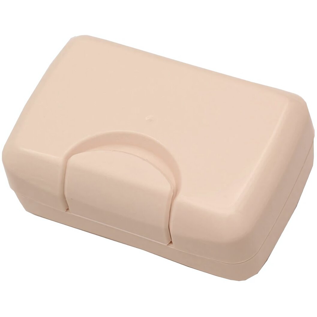 Футляр для мыла дорожный, пластик, бежево-розовый, с защелкой, для путешествий