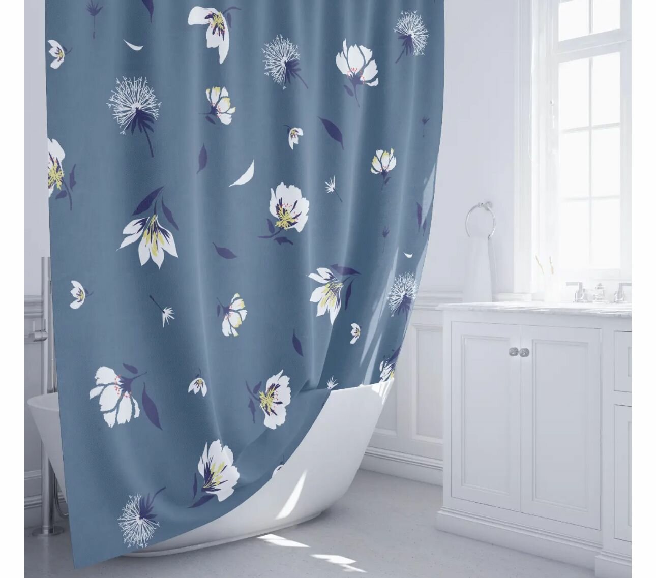 Штора для ванной Fixsen Crocus 180x200 см полиэстер цвет синий