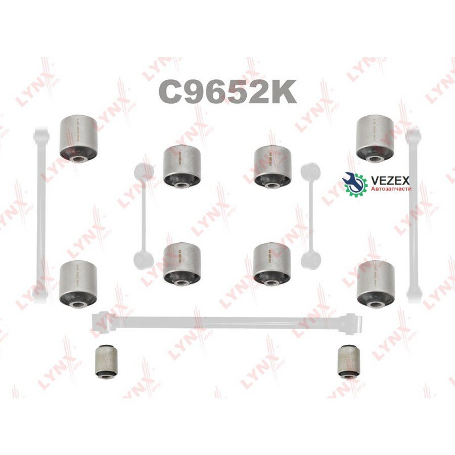 LYNXAUTO C9652K Комплект сайлентблоков / Тяг / Зад. подв. подходит для TOYOTA Land Cruiser Prado(120/150) 2.7-4.0 02 / 4Runner 4.0-4.7 05-09, LEXUS GX460/470 01 C9652K