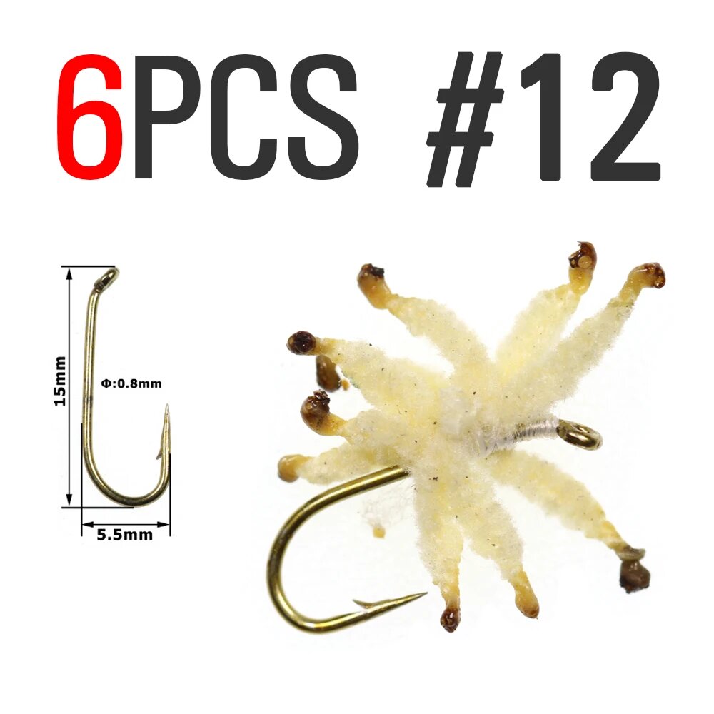 Vtwins набор из 6 шт. искусственных червей для рыбалки Светло-желтый, 6pcs SIZE 12