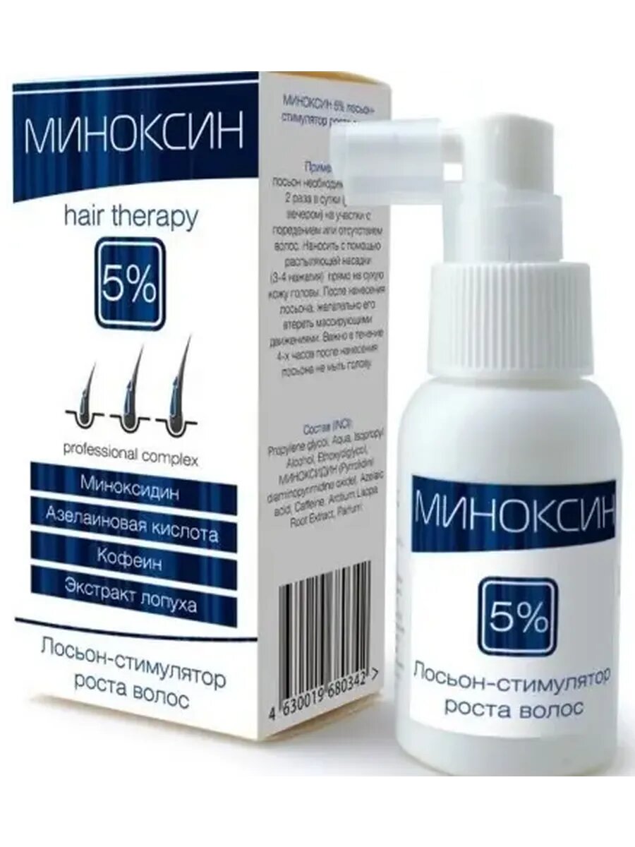Миноксин Лосьон-стимулятор роста волос, 5%, лосьон для укреп