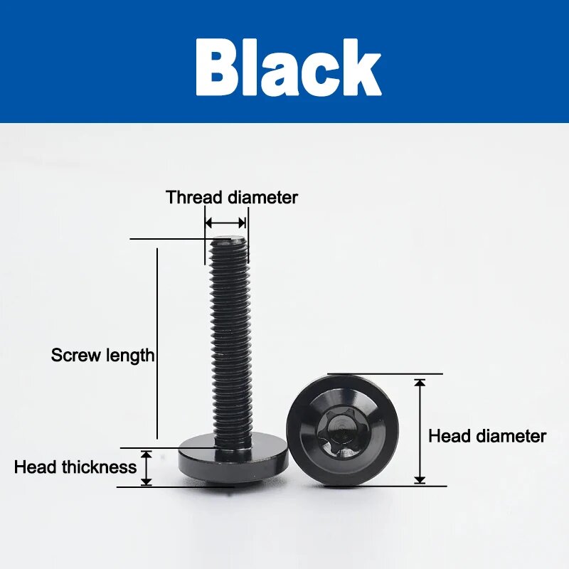 Титановые болты M4-M8 длиной 10-60 мм Torx Black, M8x20 mm