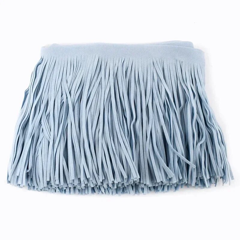 Бахрома из искусственной замши голубая 10см, TF005-LightBlue81, 1м