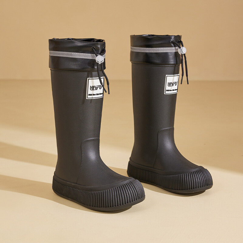 Женские резиновые туфли, модные резиновые сапоги, нескользящие водонепроницаемые туфли до середины икры с эластичным манжетом, женские сапоги для воды, резиновые сапоги, женские кухонные резиновые туфлиРазмер обуви. EU:40-41